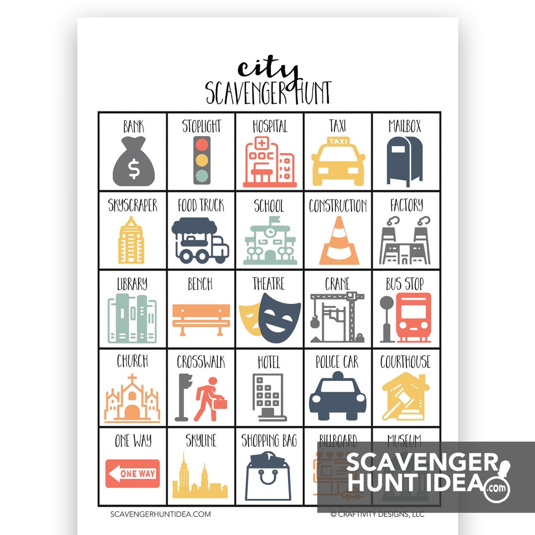 City Scavenger Hunt Game Instant Download - Etsy