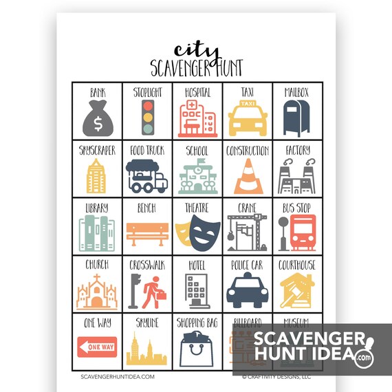 City Scavenger Hunt Game Instant Download - Etsy