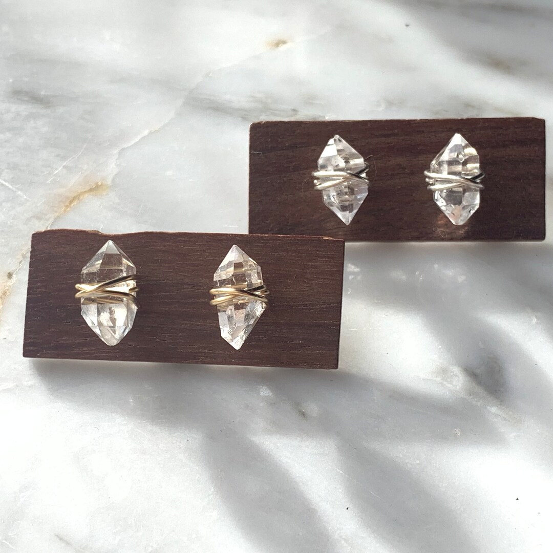 Extra Large Herkimer Diamond / Pakimer Diamond Raw Quartz Stud Earrings ...