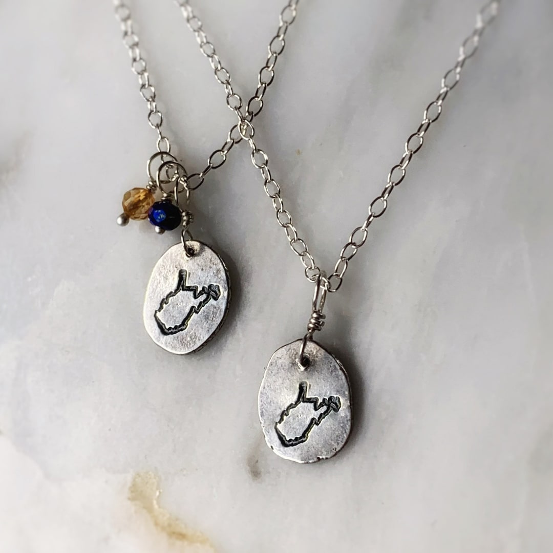 West Virginia State Necklace Personalized With School Colors, WVU ...
