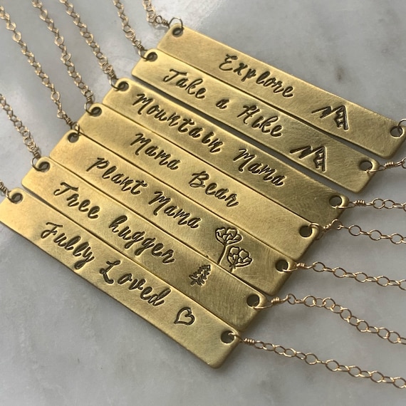 Custom Bar Necklace Name Bar Necklace Personalized Engraved Bar Necklace Bible Verse Necklace Scripture Necklace Name Plate Necklace Etsy
