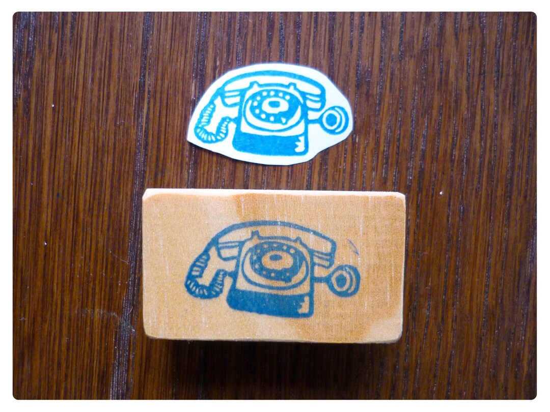 Hand Carved Stamp Vintage Telephone - Etsy