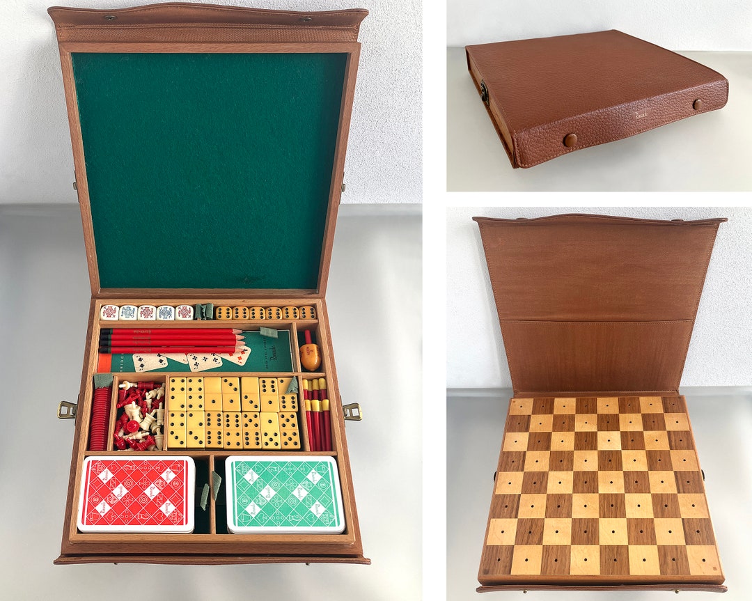 Rare Vtg REVANCHE GAMES BOX Set Travel Set Chess Backgammon Domino ...