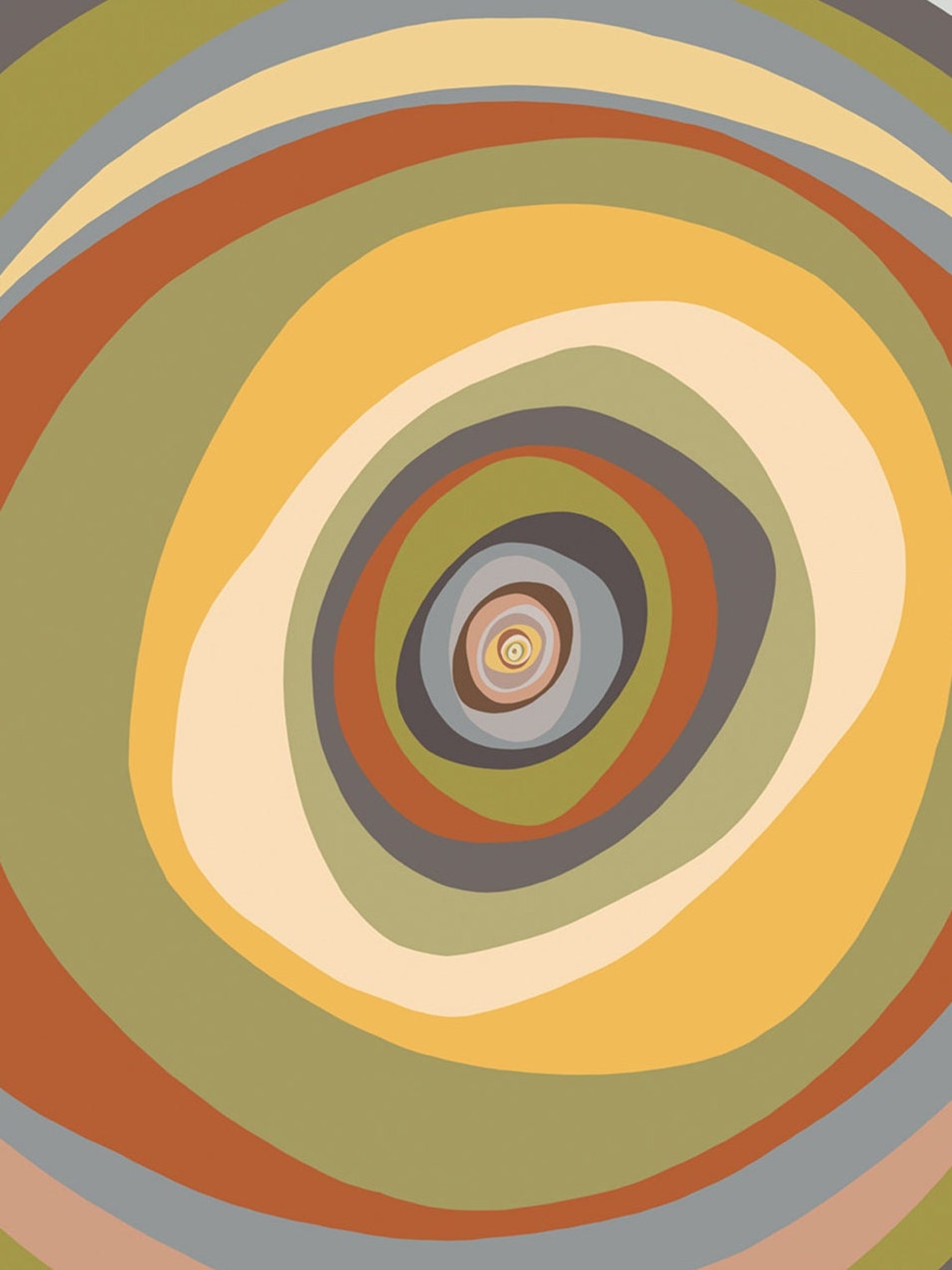 Vintage 1970s Colors Abstract Art Avocado Green and Gold - Etsy