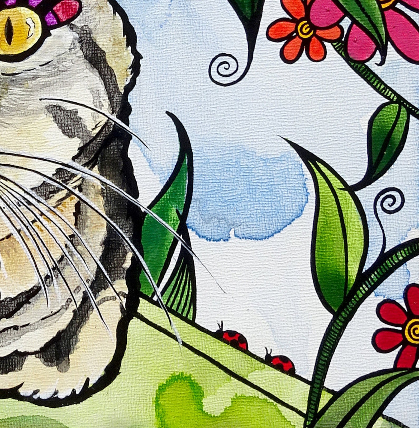 Cat Art Print by Robiniart in Various Sizes With Free | Etsy