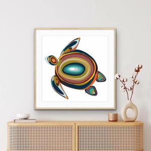 Mid-century Modern Sea Turtle Art Print: Abstract Coastal Decor - Etsy