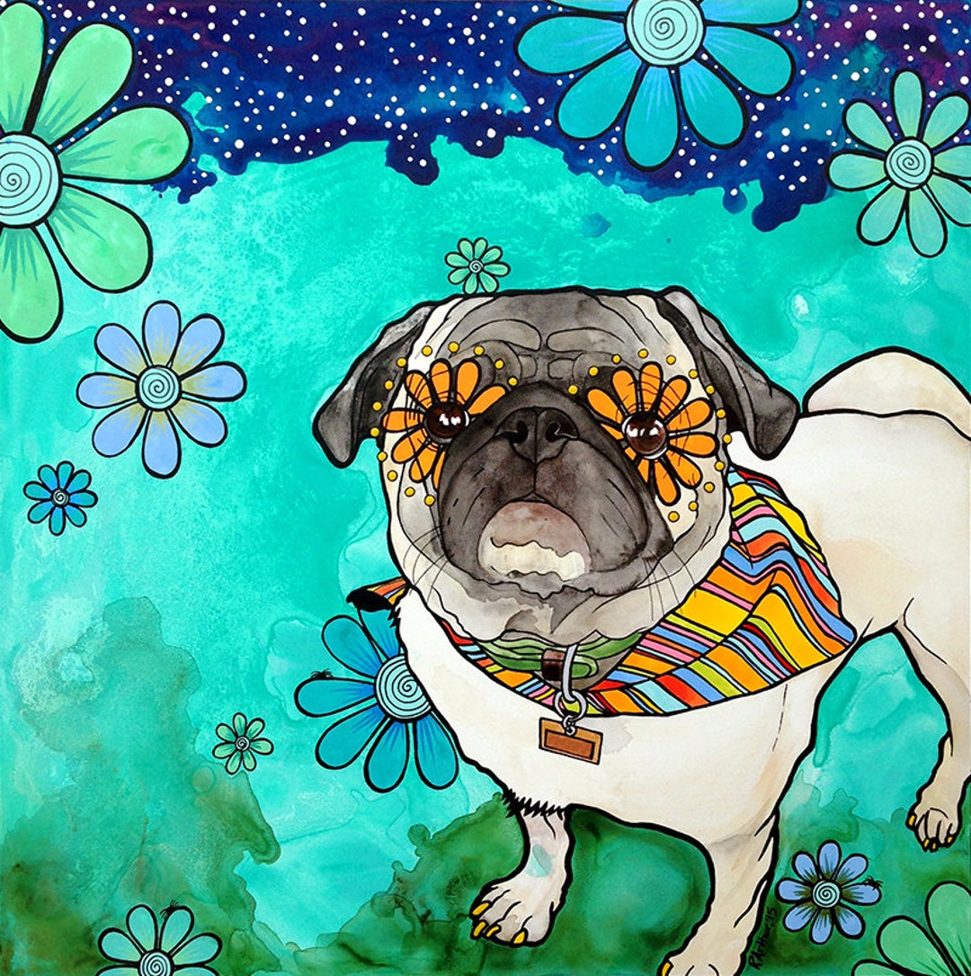 Pug Art Print by Robiniart / Pug Wall Art / Pug Gift Ideas / Pug Lover ...