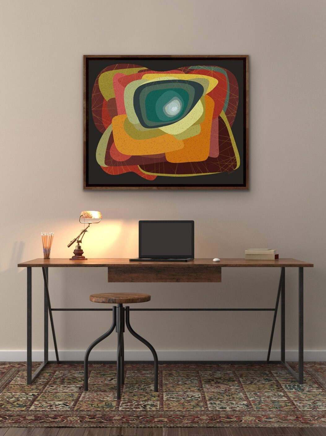 Mid Century Modern Retro Style Abstract Art in Bright 1950s | Etsy