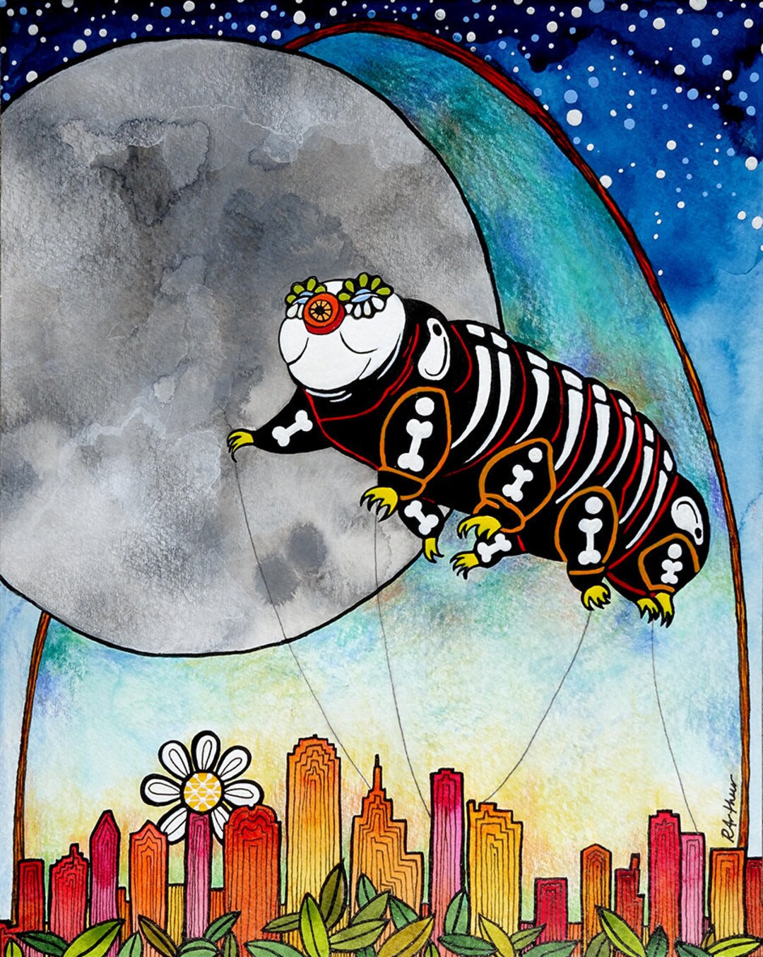 Tardigrade Water Bear Art Print by Robiniart Fun Wall Art - Etsy