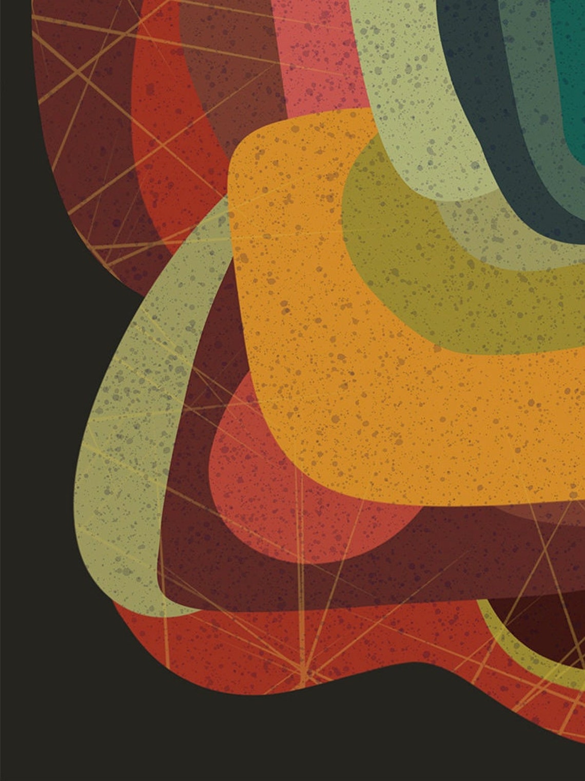 Mid Century Modern Retro Style Abstract Art in Bright 1950s - Etsy