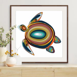 Mid-century Modern Sea Turtle Art Print: Abstract Coastal Decor - Etsy