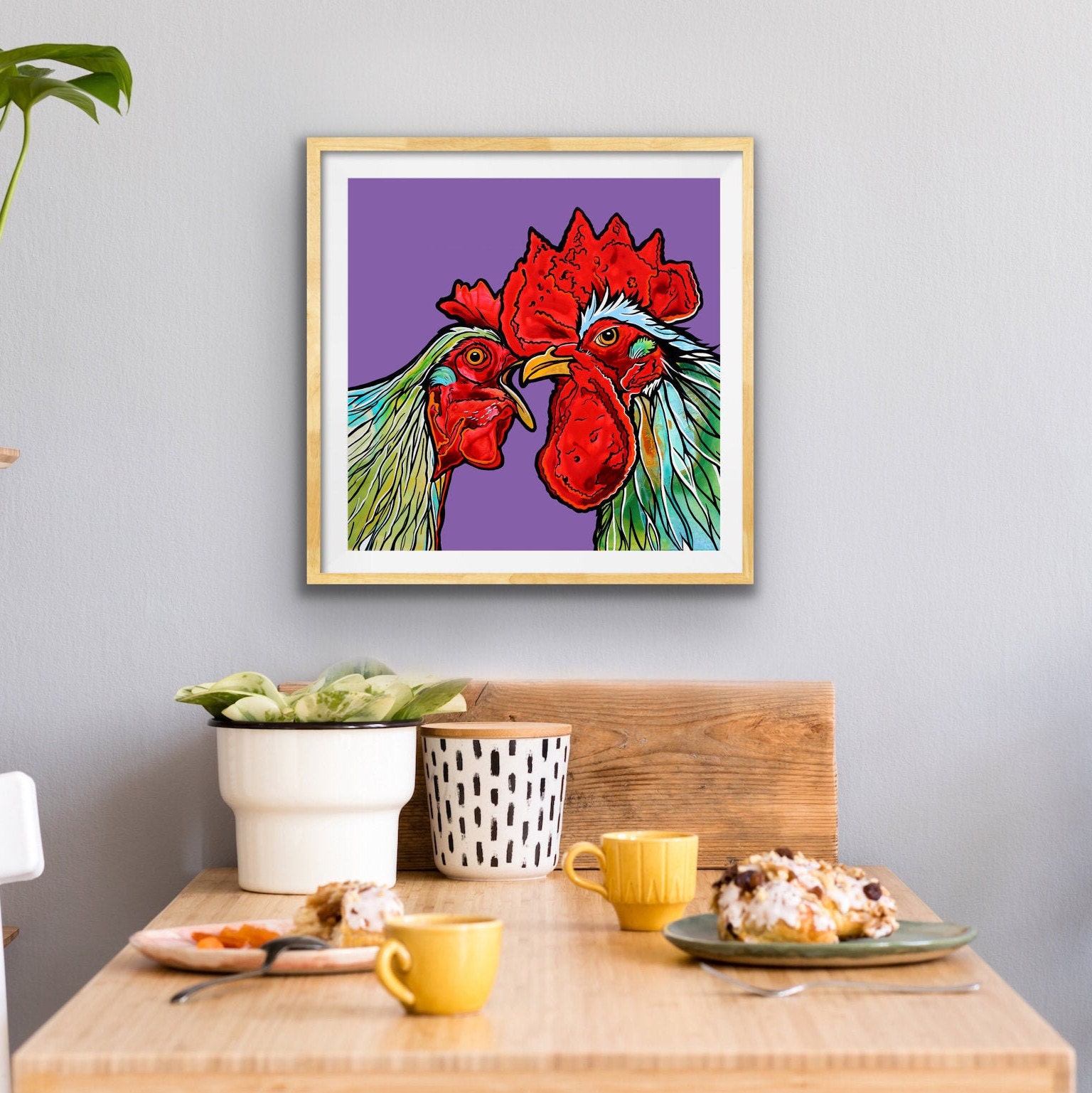 Chicken Art Chicken Decor Kitchen Wall Decor by Robin | Etsy