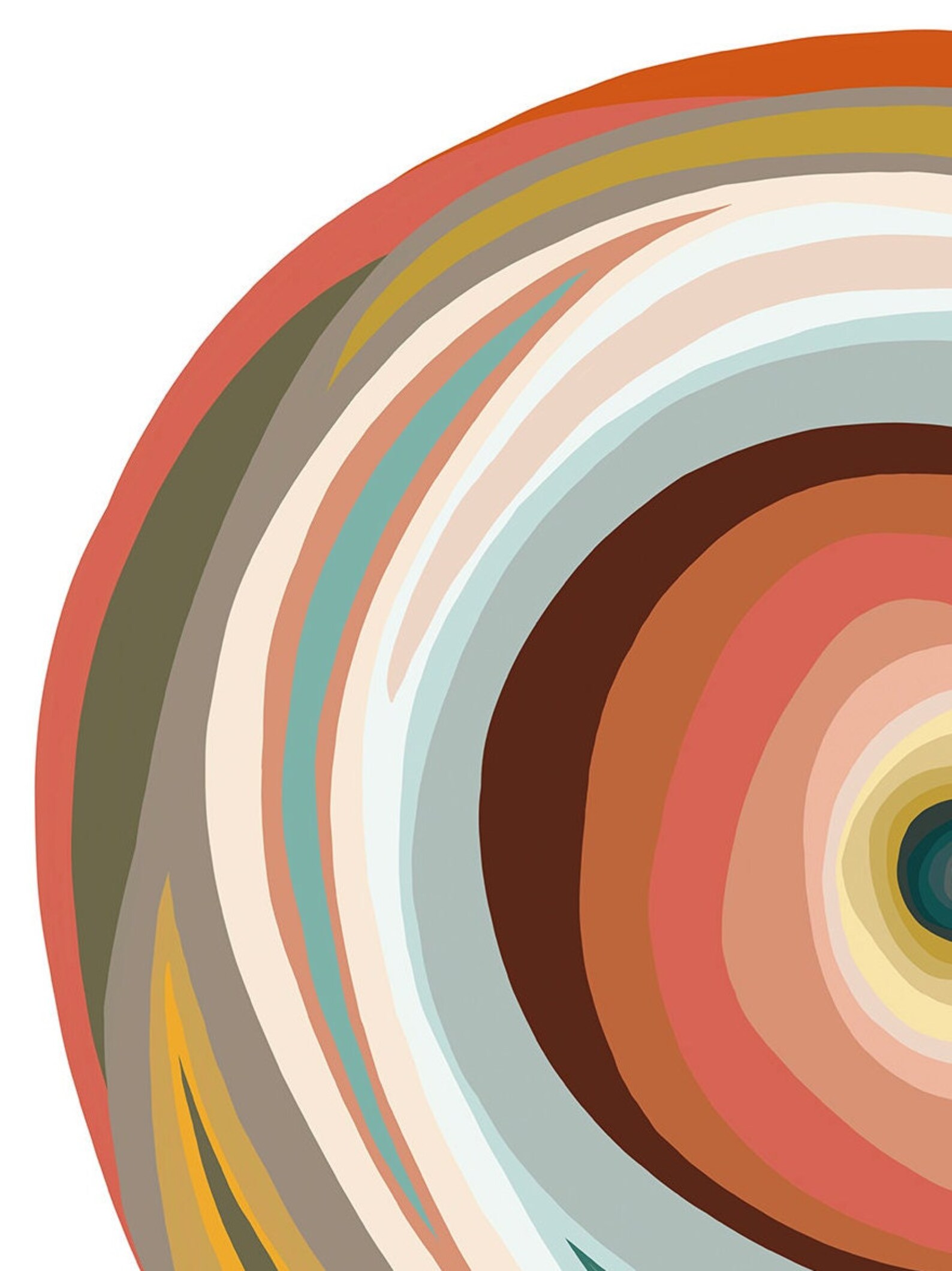 Mid Century Modern Style Multi Colored Abstract Circle Art | Etsy