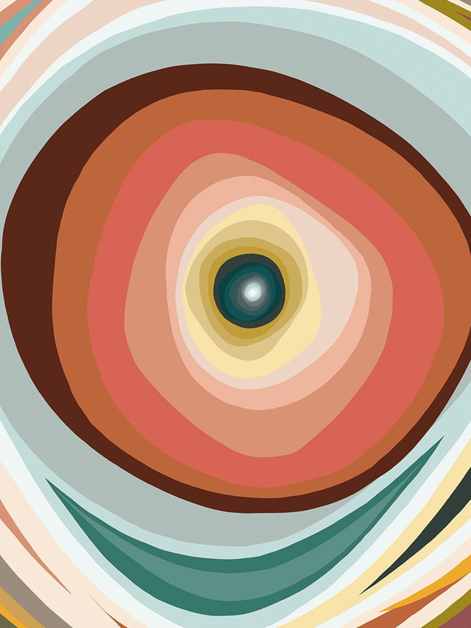 Mid Century Modern Style Multi Colored Abstract Circle Art | Etsy