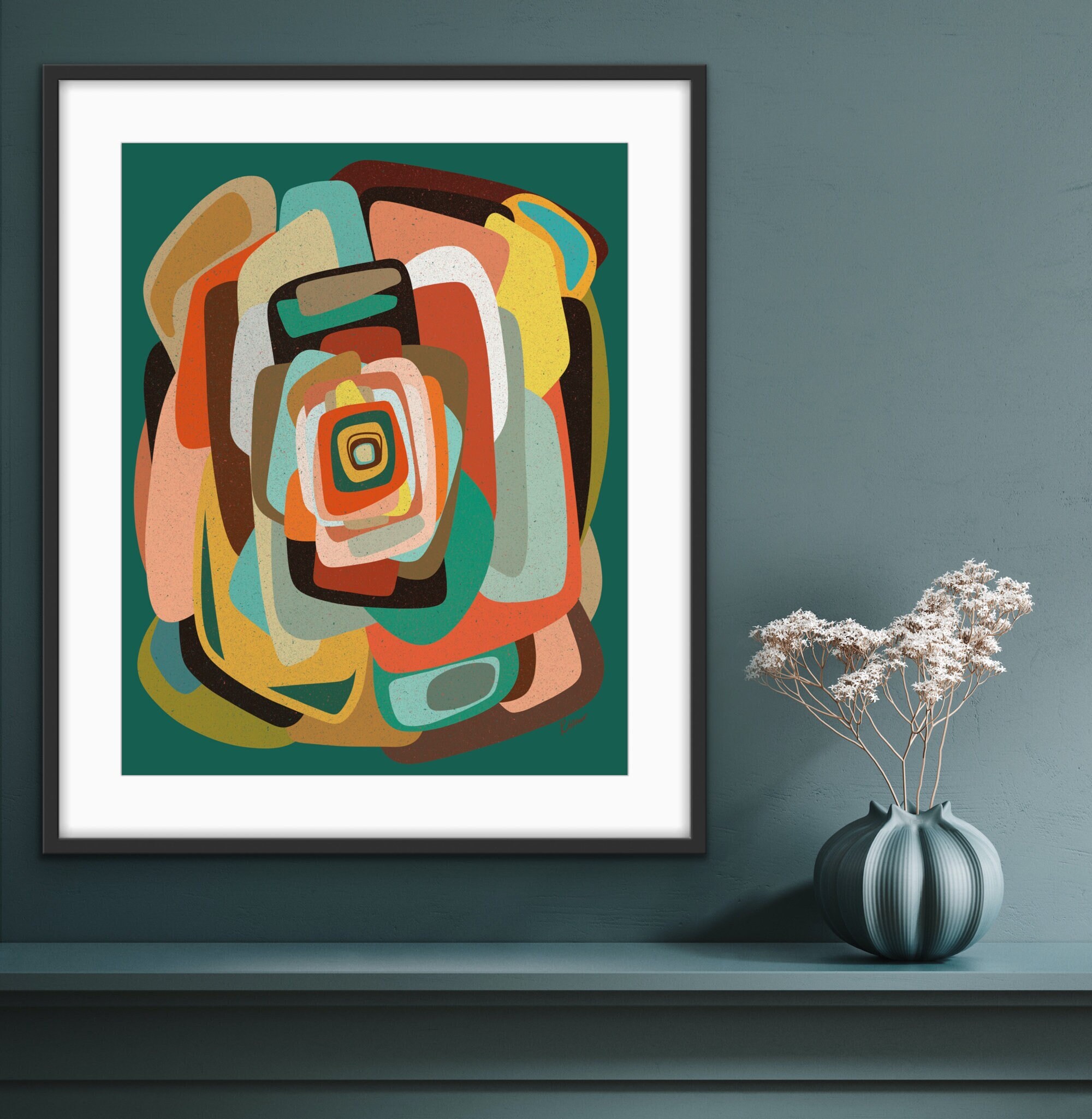 Vintage Style Mid Century Modern Abstract Art in 1950s Color | Etsy