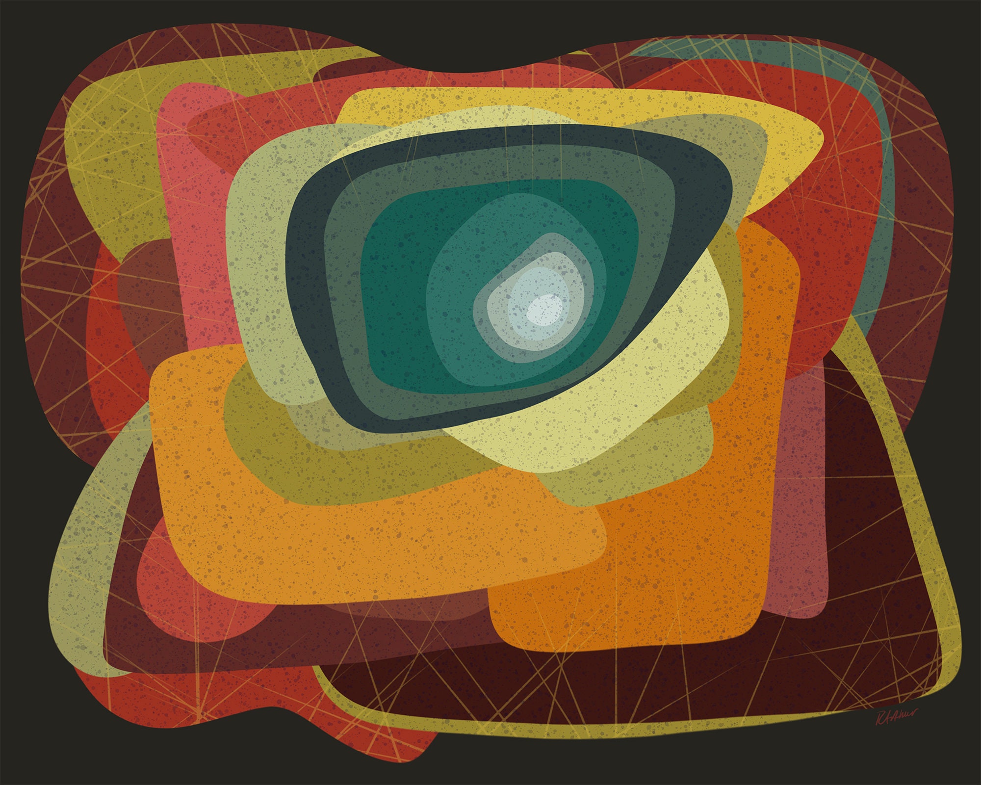 Mid Century Modern Retro Style Abstract Art in Bright 1950s | Etsy