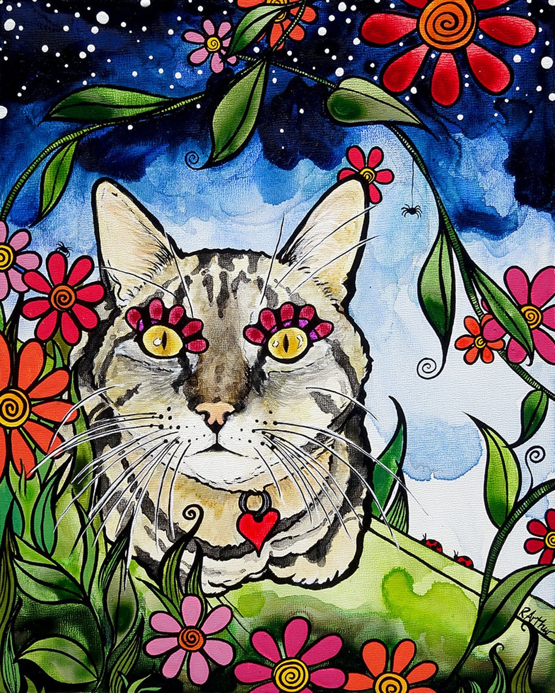 Cat Art Print by Robiniart in Various Sizes With Free Shipping Cat ...