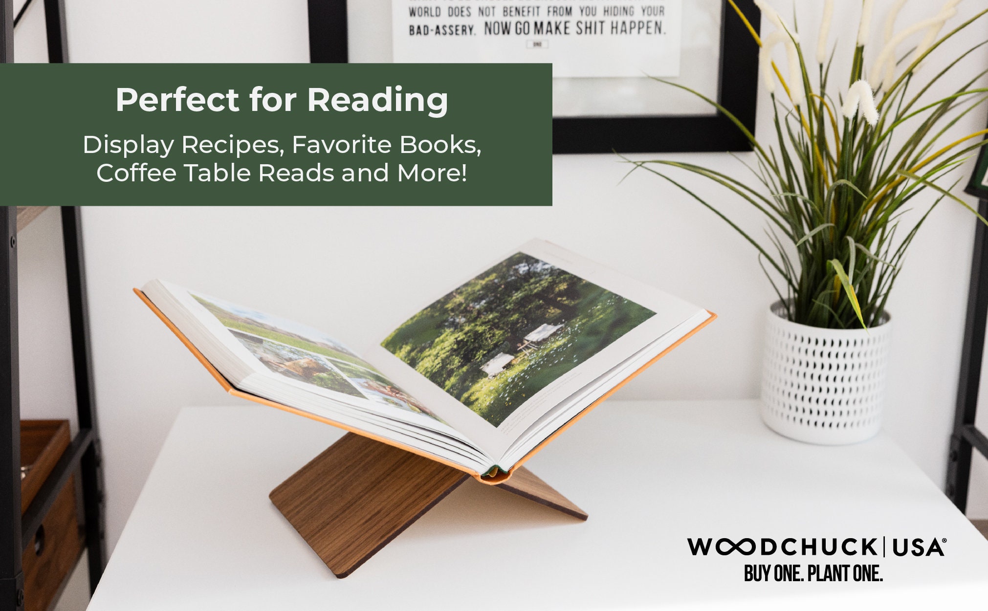 Book Display Stand for Reading Wood Cookbook Stand Holder - Maple Open ...