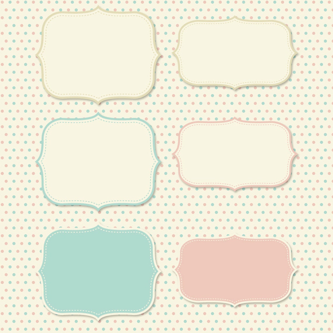027 Elegance in Pastel Digital Papers Pack and 6 Frames. paper Crafts ...