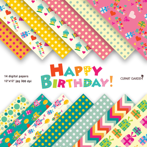 Birthday Digital Paper - Etsy