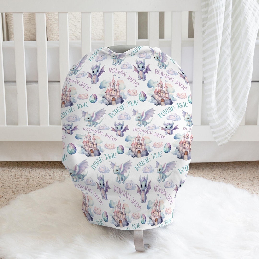 GIRL DRAGON BABY Car Seat Canopy, Purple Dragon Nursing Cover ...