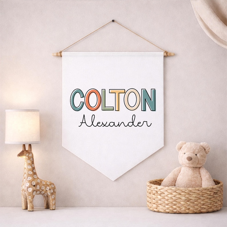 Personalized Name Pennant Banner, Kids Room Wall Decor, Custom Modern ...
