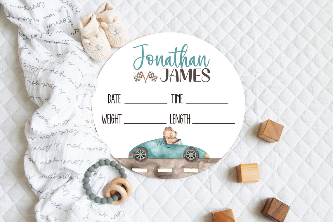 Race Car Birth Stats Sign Personalized Birth Announcement - Etsy
