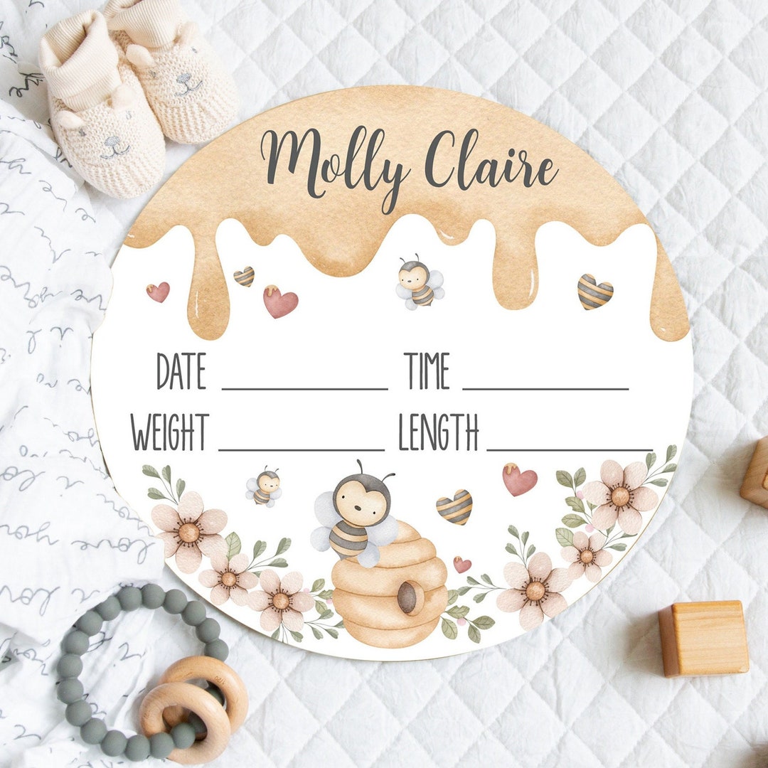 Honeybee Baby Hospital Sign, Baby Bee Birth Stats Sign, Honeybee Baby ...