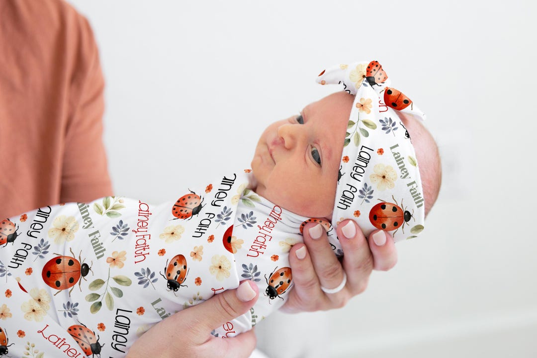 BABY GIRL LADYBUG Swaddle Set, Ladybug Minky Baby Blanket, Infant Girl ...