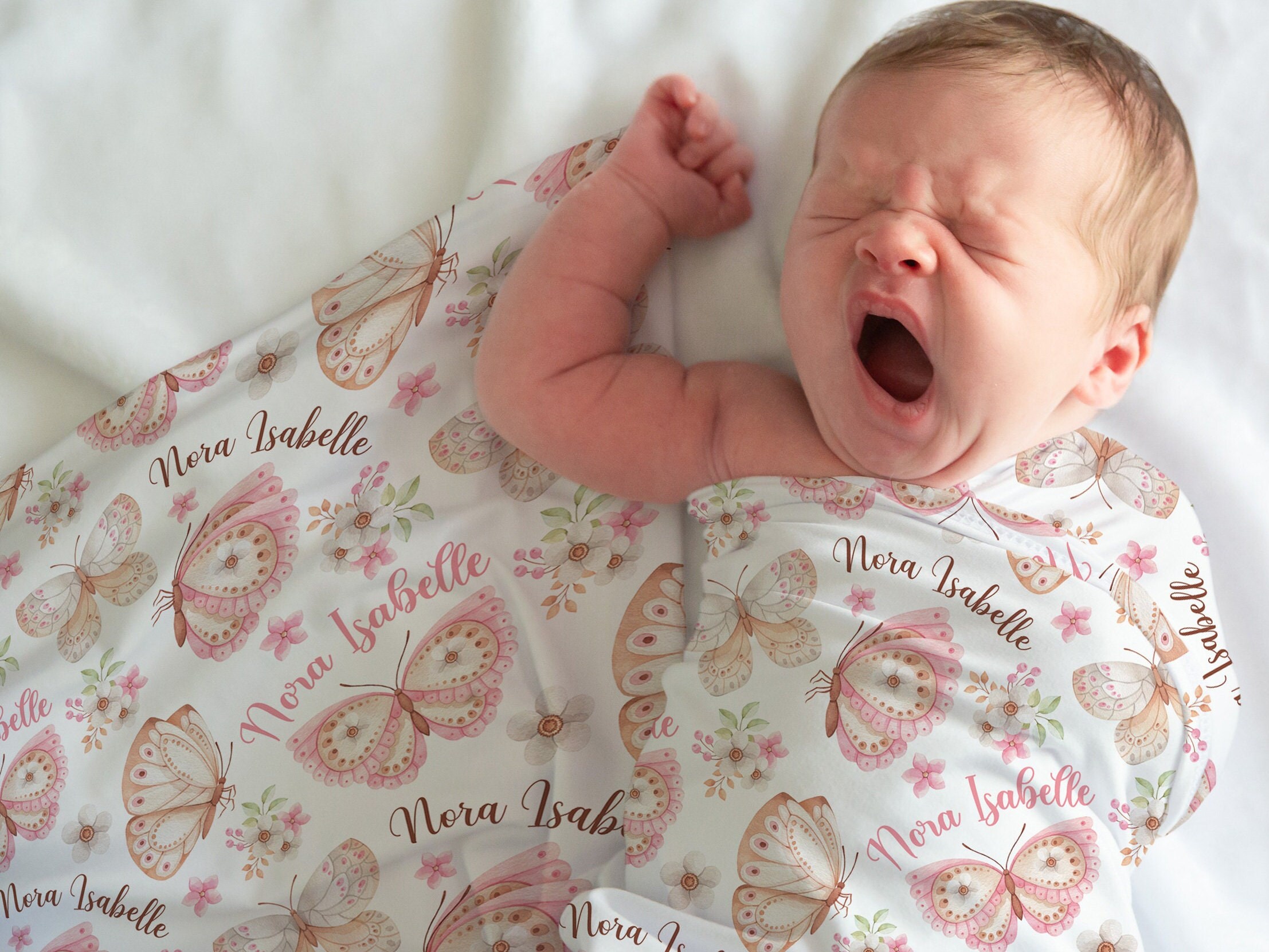 Pink Butterfly Baby Blanket