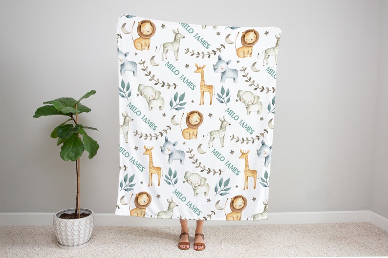 Safari Baby Blanket Personalized Baby Blanket Safari Animals - Etsy