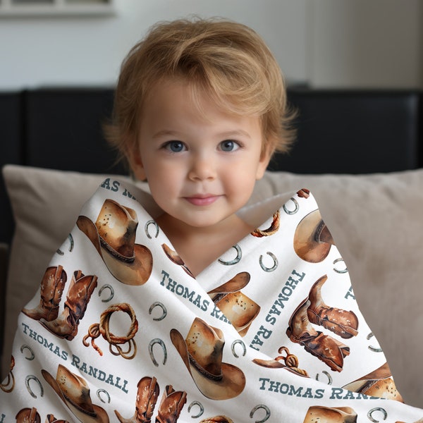 Baby Boy Cowboy Blanket Personalized - Etsy