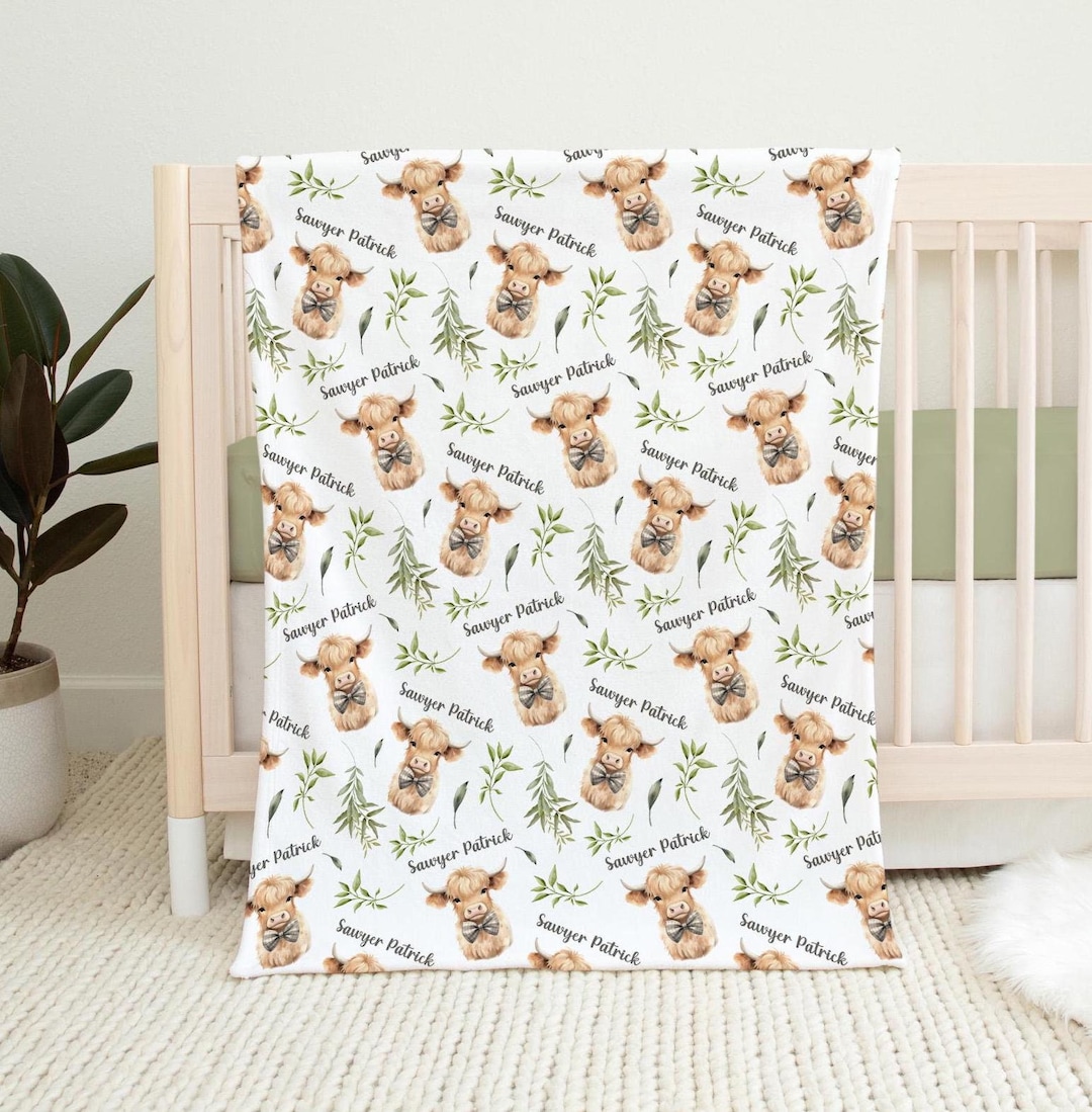 HIGHLAND COW BABY Blanket, Baby Boy Cow Blanket, Farm Theme Nursery ...
