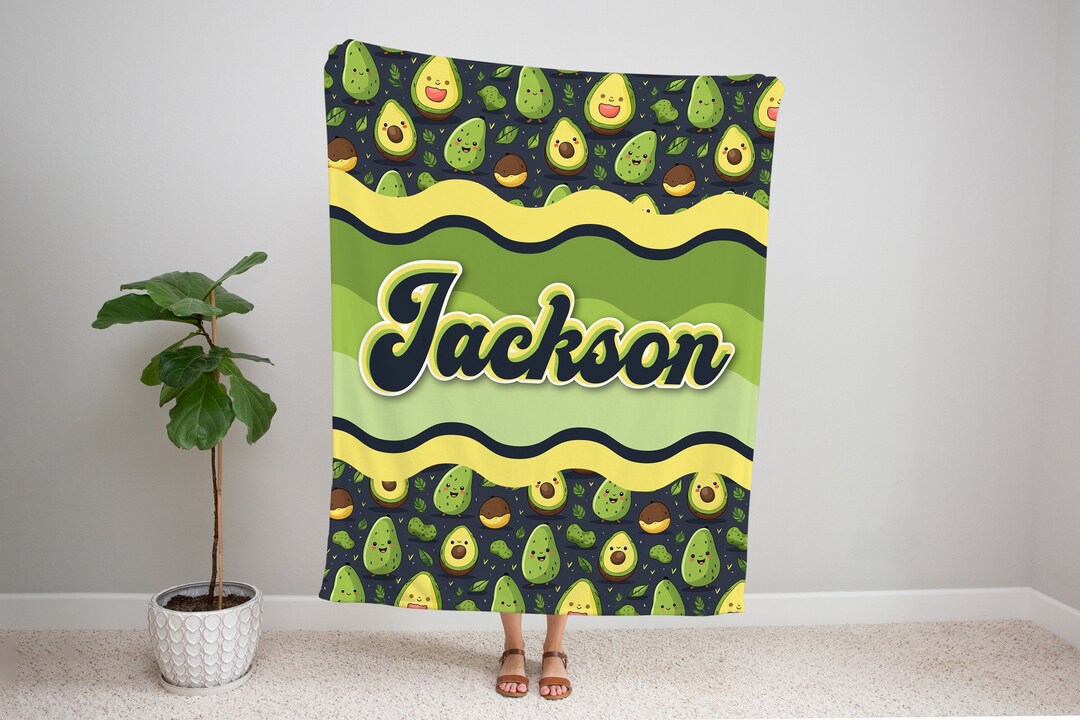AVOCADO NAME BLANKET, Personalized Kids Name Blanket, Baby Name Blanket ...