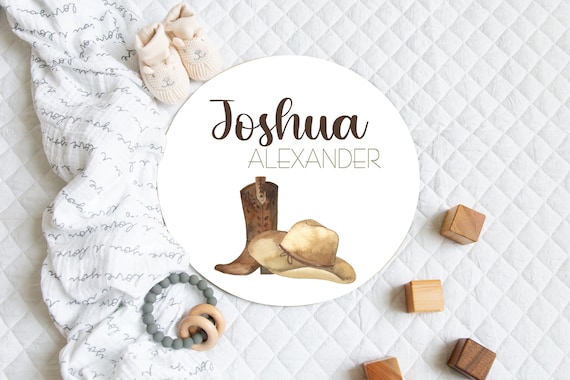 Western Cowboy Round Wood Sign Baby Boy Personalized Name | Etsy