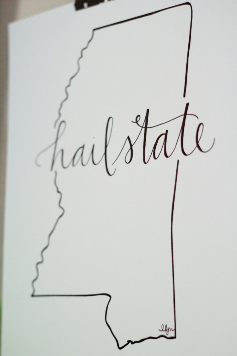 Mississippi State University Hail State Impresión de - Etsy España