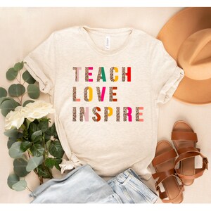 Teacher Shirt, Teach Love Inspire Leopard Shirt, Teacher Leopard Shirt ...