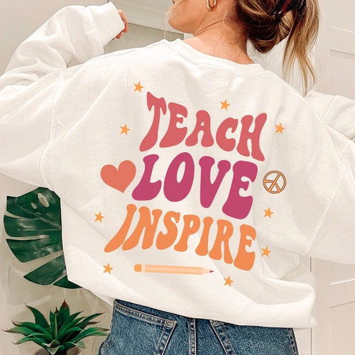 Custom Teacher Retro Teach Sweatshirt Retro Teach Hoodie Etsy