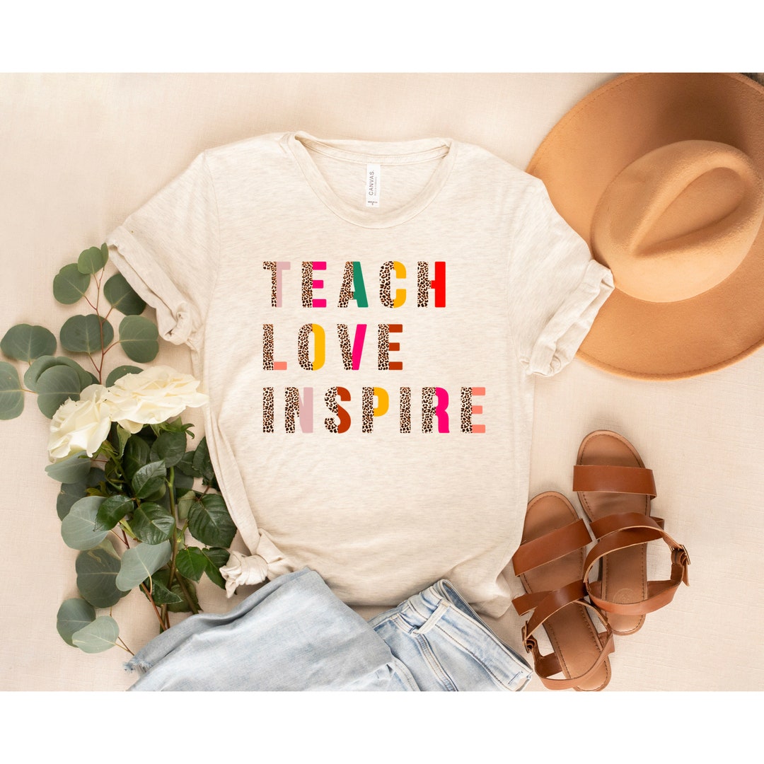 Teacher Shirt, Teach Love Inspire Leopard Shirt, Teacher Leopard Shirt ...