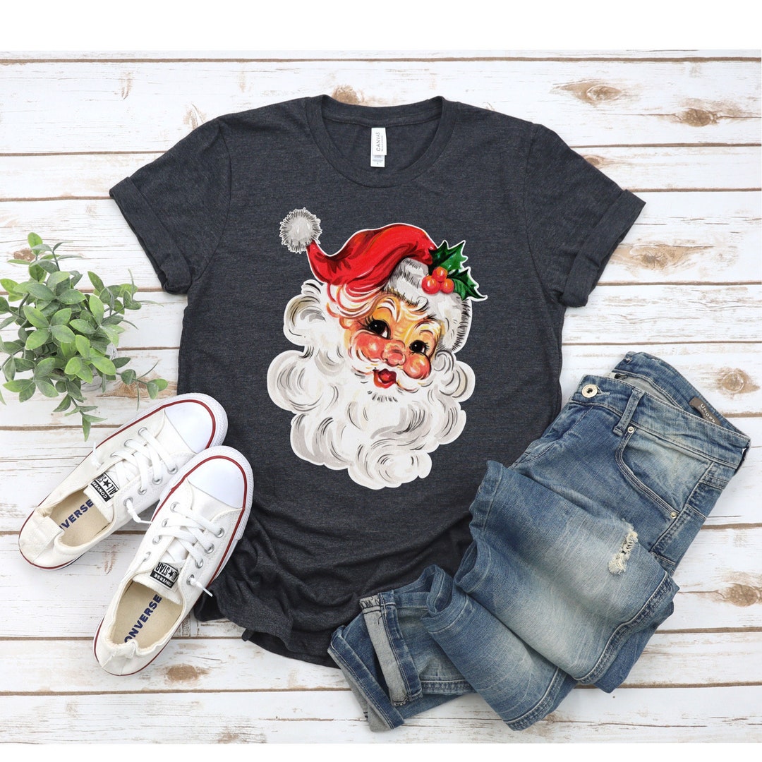Retro Santa Tee, Santa Tee, Vintage Graphic Tee, Merry Christmas Shirt ...