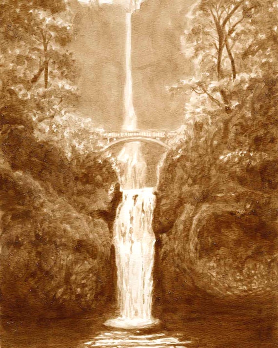 Beer art Multnomah Falls View painted with beer waterfall | Etsy