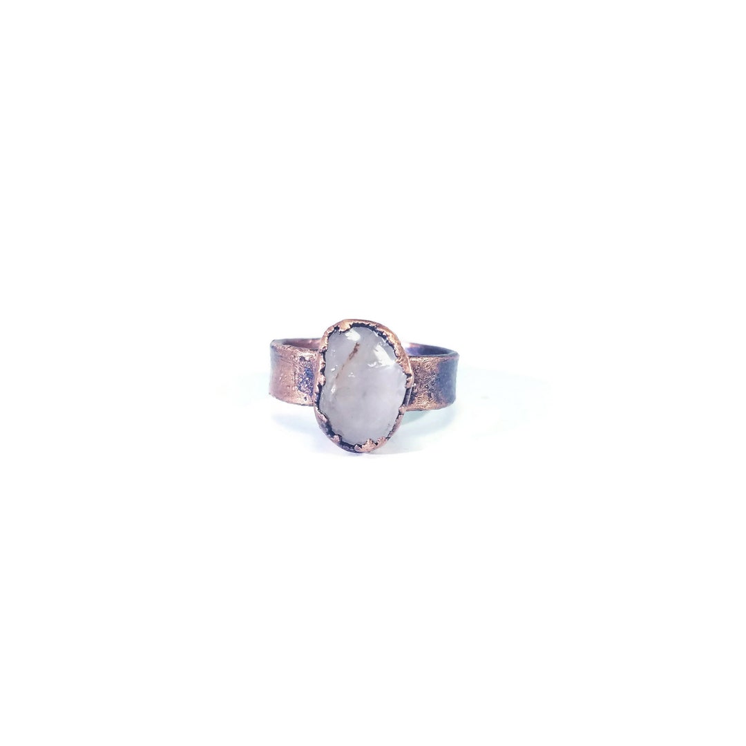 Rose Quartz Ring Raw Rose Quartz Ring Wide Band Ring - Etsy