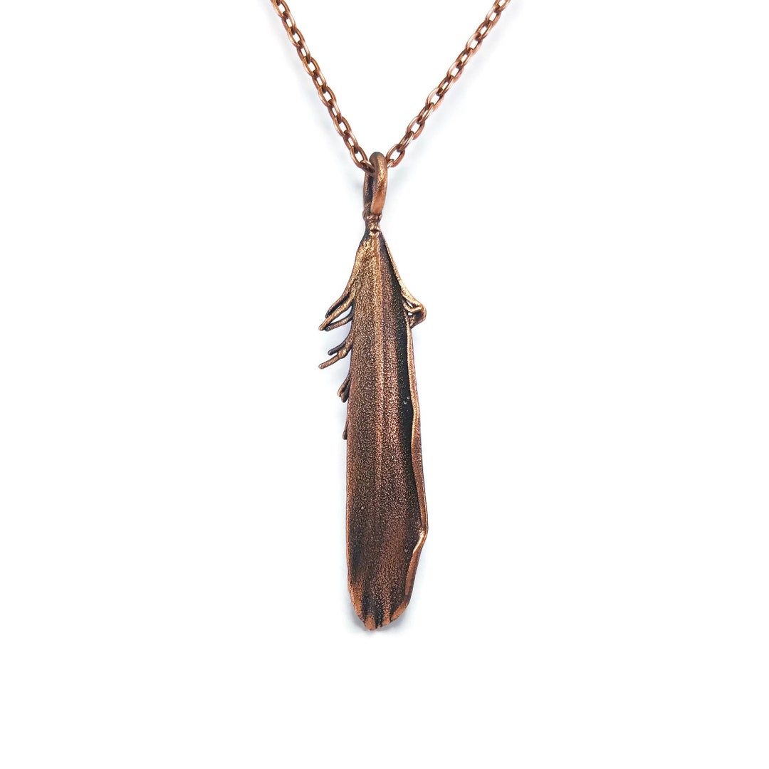 Real Feather Necklace | Feather Pendant | Real Feather Jewelry | Copper ...