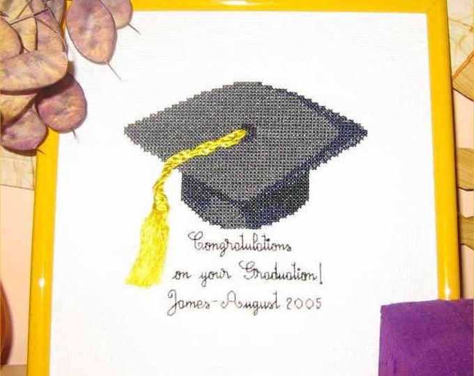 Graduation Cap 5 Pdf Cross Stitch Pattern for Small Wall Hanging or ...