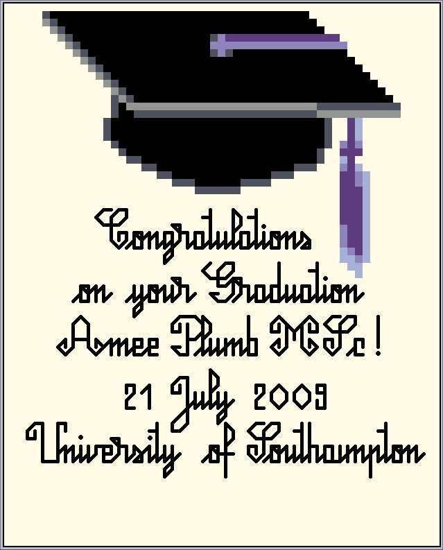 Graduation Cap 5 - Pdf Cross Stitch Pattern - for Small Wall Hanging or ...