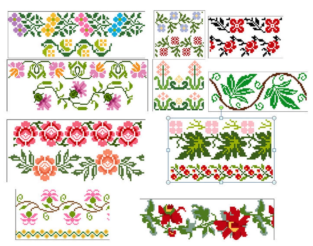 NEW! 18 Border and Small Motifs Cross Stitch Patterns - Instant Digital ...