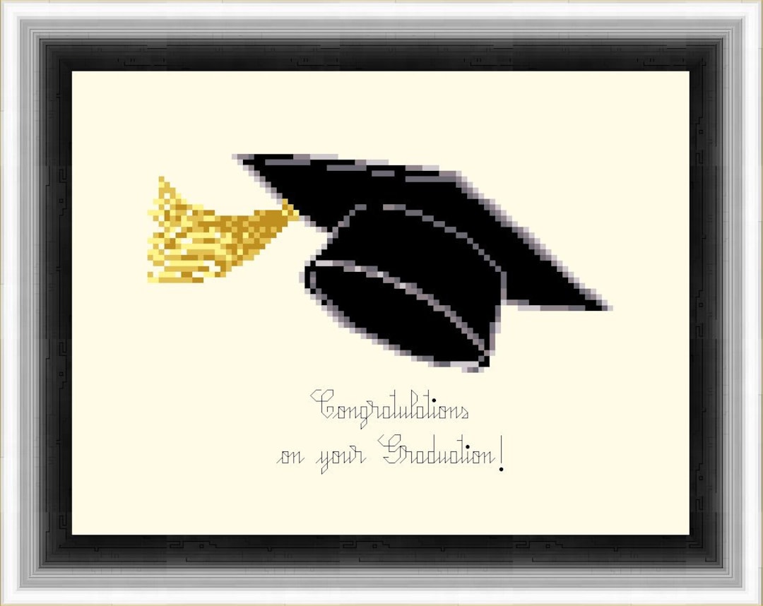 Graduation Cap 8 - Pdf Cross Stitch Pattern - Instant Digital Download ...