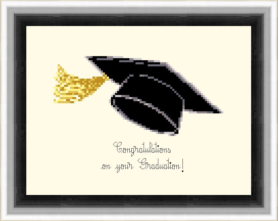 Graduation Cap 8 - Pdf Cross Stitch Pattern - Instant Digital Download ...