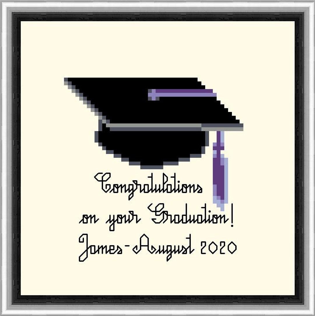 Graduation Cap 5 - Pdf Cross Stitch Pattern - for Small Wall Hanging or ...