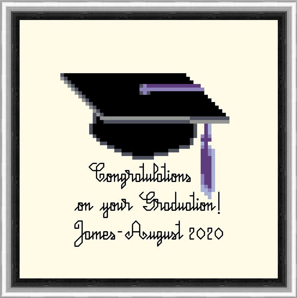 Graduation Cap 5 - Pdf Cross Stitch Pattern - for Small Wall Hanging or ...